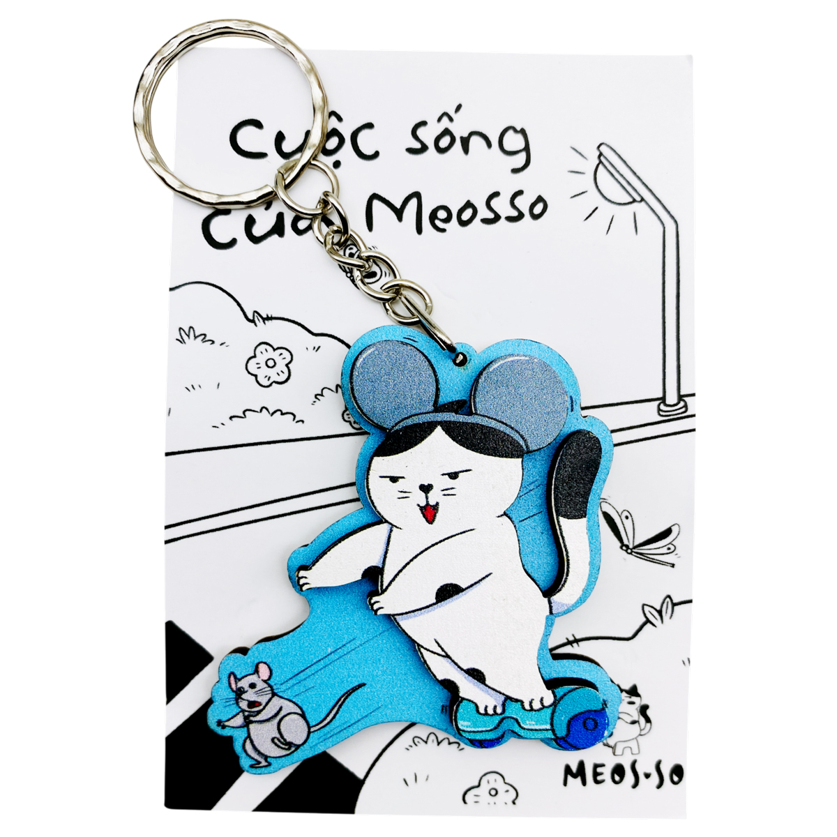 Móc Khóa Gỗ - Mèo Bắt Chuột - Meosso - FAHASA.COM