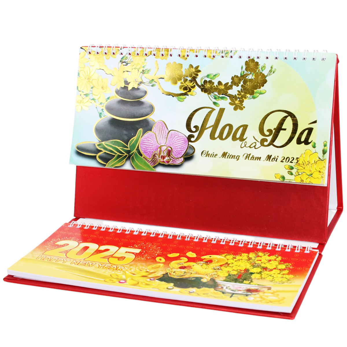 Lịch Bàn Chữ A 2025 - Hoa Và Đá - AB-L24-LBA - Đế Màu Đỏ - FAHASA.COM