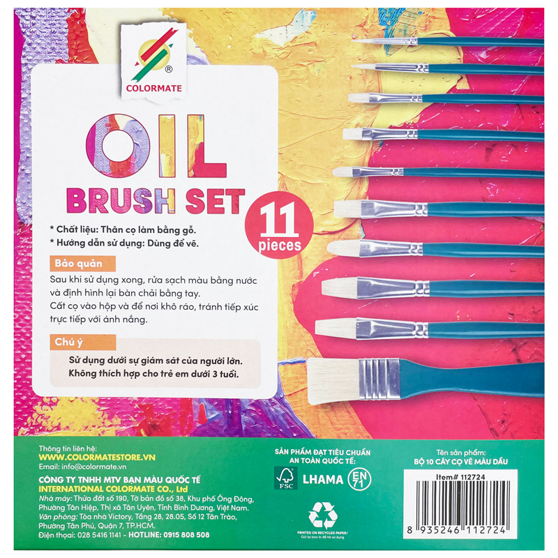 Bộ 10 Cây Cọ Vẽ Màu Dầu - Colormate 112724 - FAHASA.COM