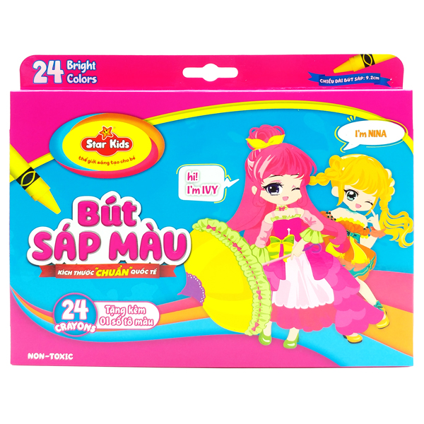 Hộp 24 Bút Sáp Màu - Star Kids K-CR24/1 - Mẫu 1 - FAHASA.COM