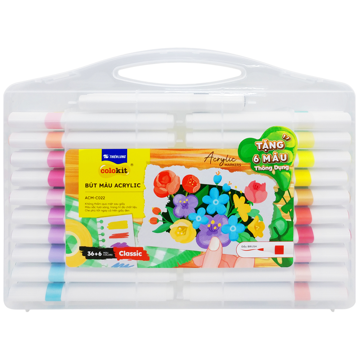 Hộp 36 + 6 Bút Màu Acrylic Đầu Brush - Colokit ACM-C022 - FAHASA.COM