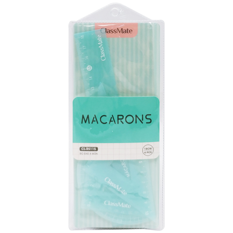 Bộ Thước Eke 4 Món Macarons 18 cm - ClassMate CL-RS115 - Màu Xanh Dương ...