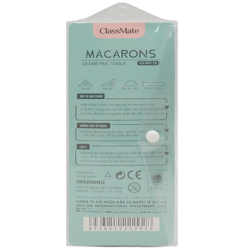 Bộ Thước Eke 4 Món Macarons 18 cm - ClassMate CL-RS115 - Màu Xanh Dương ...