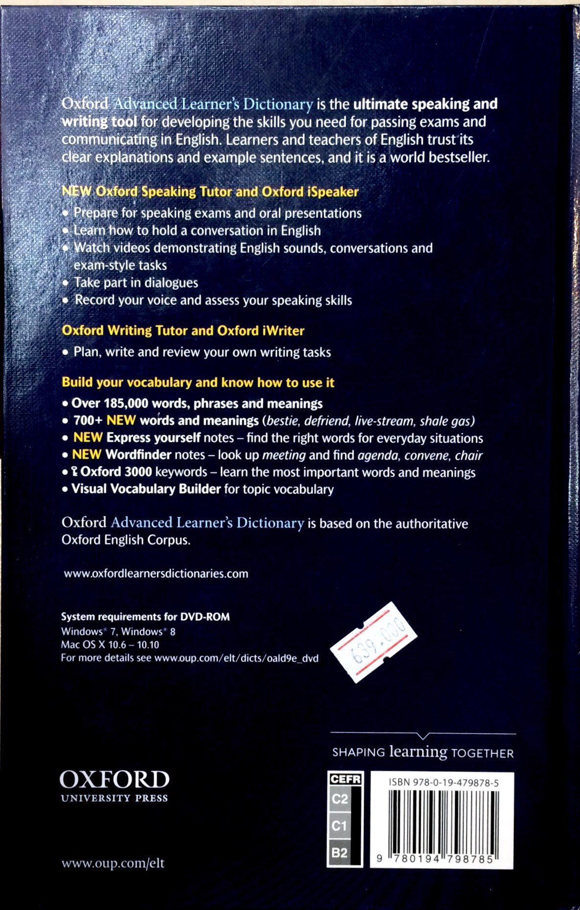 Oxford Advanced Learner's Dictionary, 9th Edition - Hardback with DVD ...