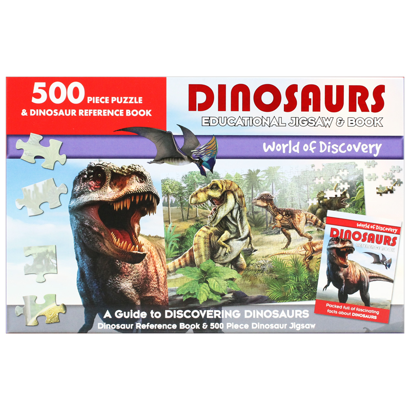 World Of Discovery - 500 Piece Puzzle & Dinosaur Reference Book ...