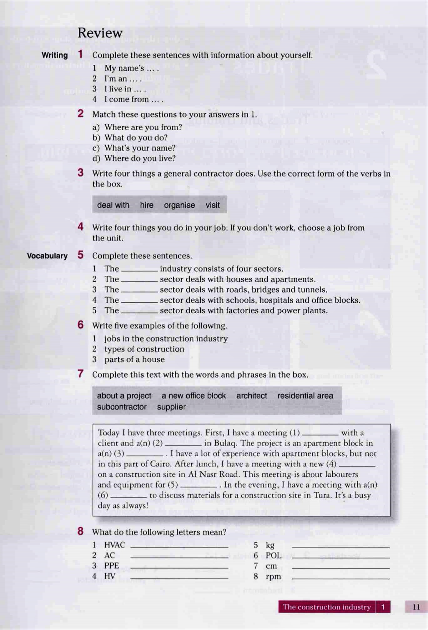Vocational English: English For Construction Level 1 Coursebook And Cd ...